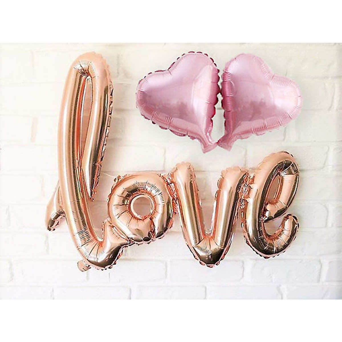 WULEEUPER Love Balloon Banner 42.5 Inches Handwriting Letter Giant Celebration Balloon Romantic Wedding Bridal Shower Anniversary Engagement Party Decoration (Champagne-Gold)