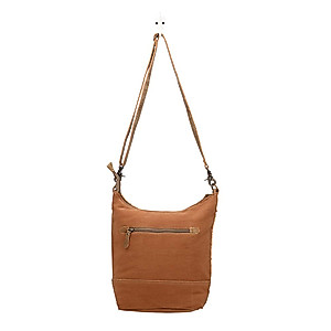 Myra Bag Apricot Upcycled Canvas & Leather Shoulder Bag S-1449