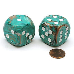 Oxi-Copper Marbleized Die with White Pips D6 30mm (1.18in) Pack of 1 Chessex
