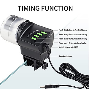 DXOPHIEX Automatic Fish Feeder Food Dispenser Vacation Fish Feeder Powered by Battery and USB for Fish Tank Aquarium and Turtle Tank with Feeding Ring