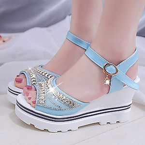 ZHOUXINGB Clear Heels for Women Gladiator Sandals for Women Lace Up Rain Sandals Trail Water Sandals Retro Shoes Hiking Boots Heels Cute Cow Print Shoes for Women Blue