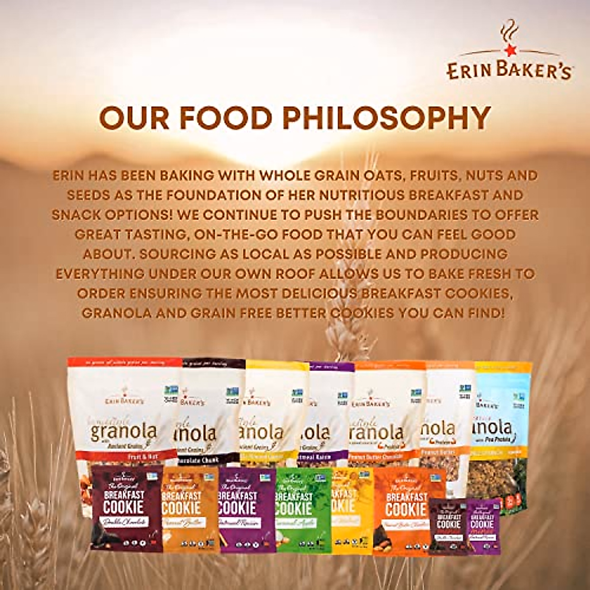 Erin Baker's Breakfast Cookies, Peanut Butter Chocolate, Whole Grain, Non-GMO, 3-ounce (Pack of 12)