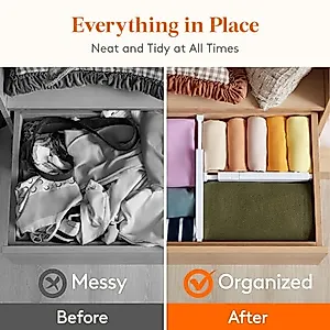 Lifewit 5 Pack Drawer Dividers Plastic 4" High, 11-17" Adjustable Drawer Organizers for Clothes, Expandable Dresser Separators in Bedroom/Bathroom/Kitchen/Fridge/Office Organization and Storage