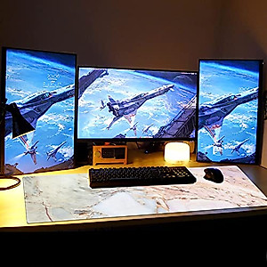 ZYCCW Large Gaming XXL Mouse Pad, Oversized Extended Mouse Mat Pink Marble Desk Pad Keyboard Pad (31.5"x11.8"x0.12") Non-Slip Rubber Stitched Edges(Marble)