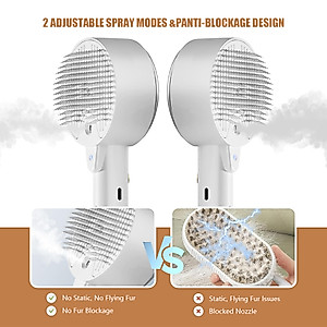 Cloud Care Cat Brush for Indoor Cat Steam Brush for Shedding Spritz Defur Comb for Cats Steam Cat Brush for Long Short Hair Cat Dog Pet Steam Brush for Cats Massage Grooming Self-Cleaning (White)