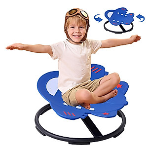 Sensory Chair Sit and Spin Autism Sensory Products Sensory Toys Sensory Spinning Chair Autism Spinning Chair for Kids Swivel Chair Training Body Coordination (Blue)