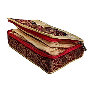 Kuber Industries Designer Jewellery Kit in Heavy Quilted Brocade Material Brown