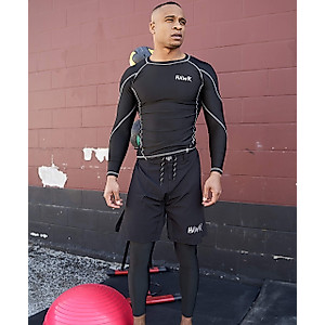Mens Compression Shirts Base Layer Athletic Gym MMA BJJ Rash Guard No Gi Full Long Sleeve Rashguard Shirt for Men (Black, Medium)