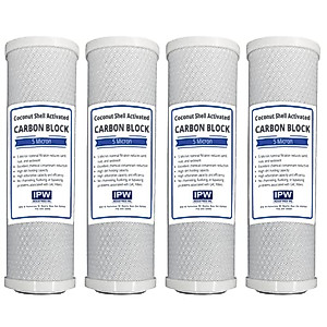 4-Pack Compatible for Watts MAXETW-975 10-Inch 5-Micron for Multi-Cartridge Whole House Water Filter with Solid Block Activated Carbon
