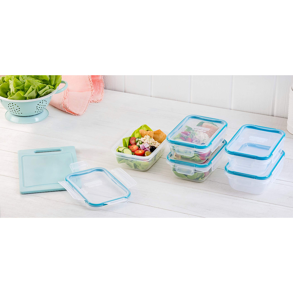 Snapware Total Solution 10-Pc Plastic Food Storage Containers Set with Lids, 3-Cup Rectangle Meal Prep Container, Non-Toxic, BPA-Free Lids with 4 Locking Tabs, Microwave, Dishwasher, and Freezer Safe