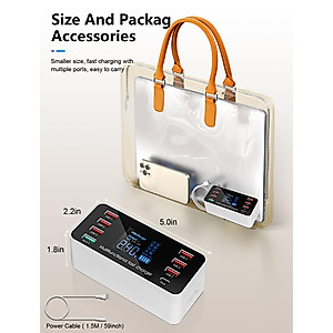 Charging Station for Multiple Devices, 8 Ports USB Charging Dock with QC3.0/PD18W USB-C Fast Charging Station for Multiple Devices Apple, Compatible with Ipad/MacBook Pro/Air, iPhone/Galaxy, Ect