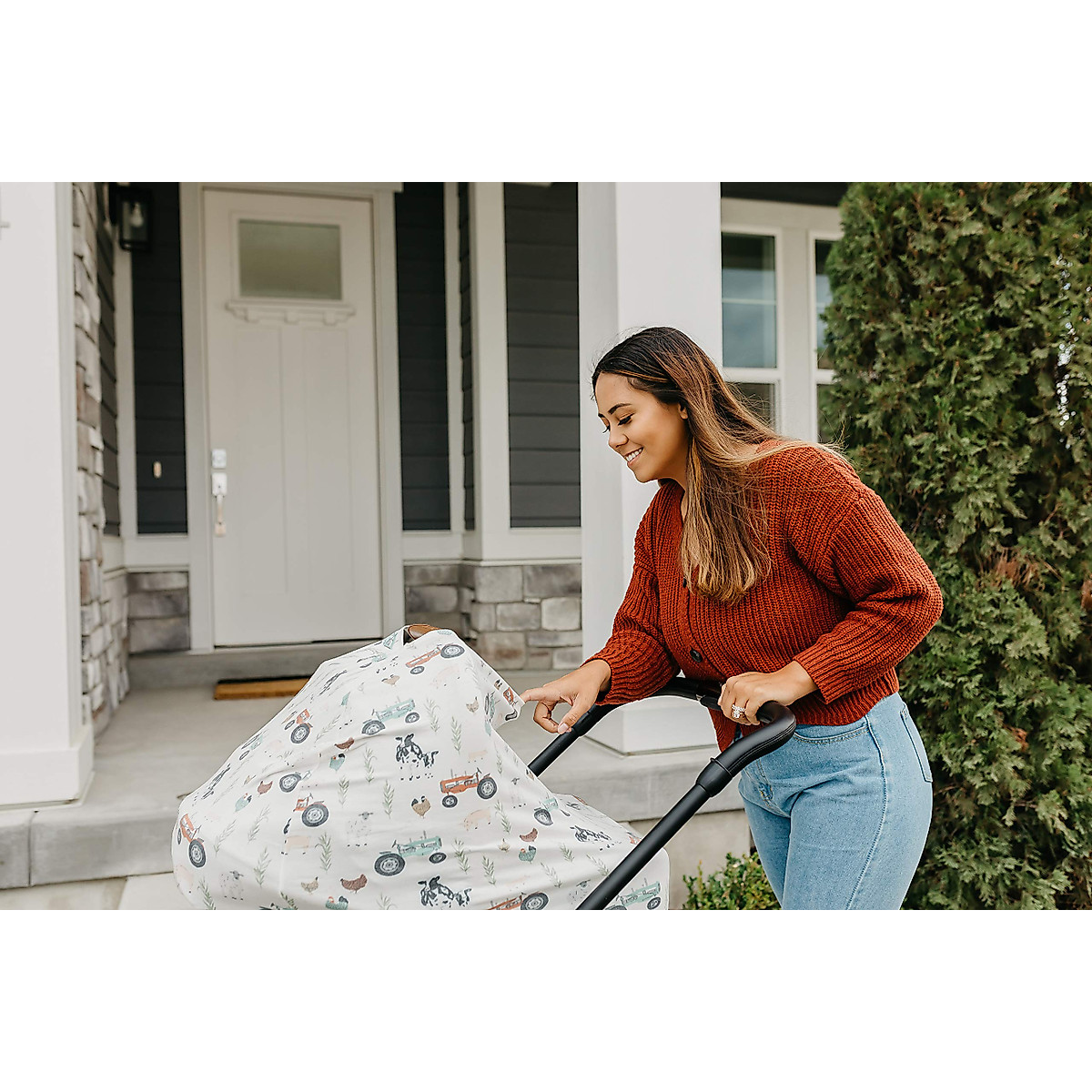 Copper Pearl Multi-Use Cover: Car Seat Covers, Nursing Cover, and Stroller Cover for Sun - Stretchy Fabric, All-Season Use, Stylish Designs, Easy Access for Moms - Jo