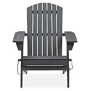 Amazon Aware FSC Certified Outdoor Folding Adirondack Chair, Acacia Wood, Dark Grey