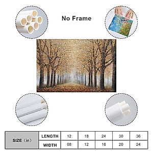 Tree Wall Art Hand Painted Forest Oil Painting Yellow Woods Art Autumn Landscape Home Decor Great Wall Art Paintings Canvas Wall Decor Home Decor Living Room Decor Aesthetic 24x36inch(60x90cm) Unfra