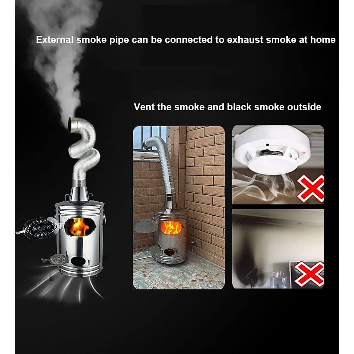 NABOOJ Burn Barrel, Stainless Steel Garden Incinerator Outdoor Bin with Fire Hook and Support, for Burning Garbage Leaves Yard and Waste Debris Paper