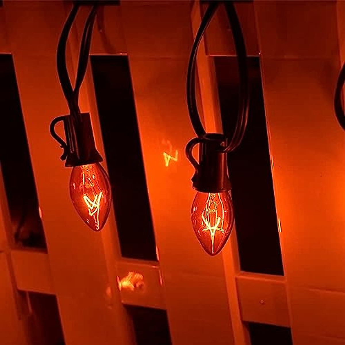 CHYSUPER C7 Halloween Replacement Bulbs, Orange Night Light Bulbs, 5W Incandescent E12 Candelabra Base, Warm White for Christmas Wedding Patio Outdoor String Lights Decor, 25 Pack