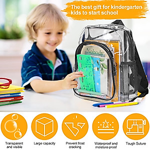 4 Pieces Cute Clear Backpacks for over 8 Year Old Kindergarten Children PVC Transparent Bookbag See Through Plastic Bookbag for Toddler School Backpack