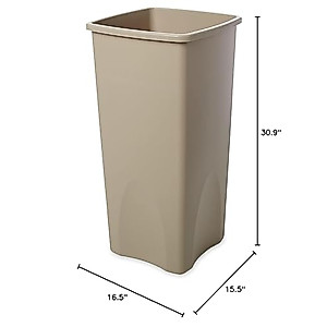 Rubbermaid Commercial Square Waste Container, 30.9" x 15.5" x 16.5", Beige