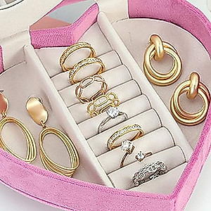 Mini Pink Jewelry Box Creative Sofa Armchair Jewelry Organizer for Necklace Earrings Bracelets Rings Dollhouse Furniture (Pink Heart Chair, 14cm*18cm*13cm)