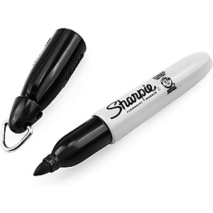 Mini Permanent Marker Black Keychain, Black, 2 Pcs