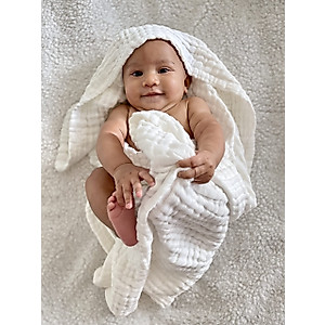 Leyl&Ari Basic Toddler Blanket - Organic Baby Towel - Baby Toddler Muslin Quilt- Crib Blanket - 3 Layers Organic Cotton Baby Blanket- 40"X40" (Snowy White)