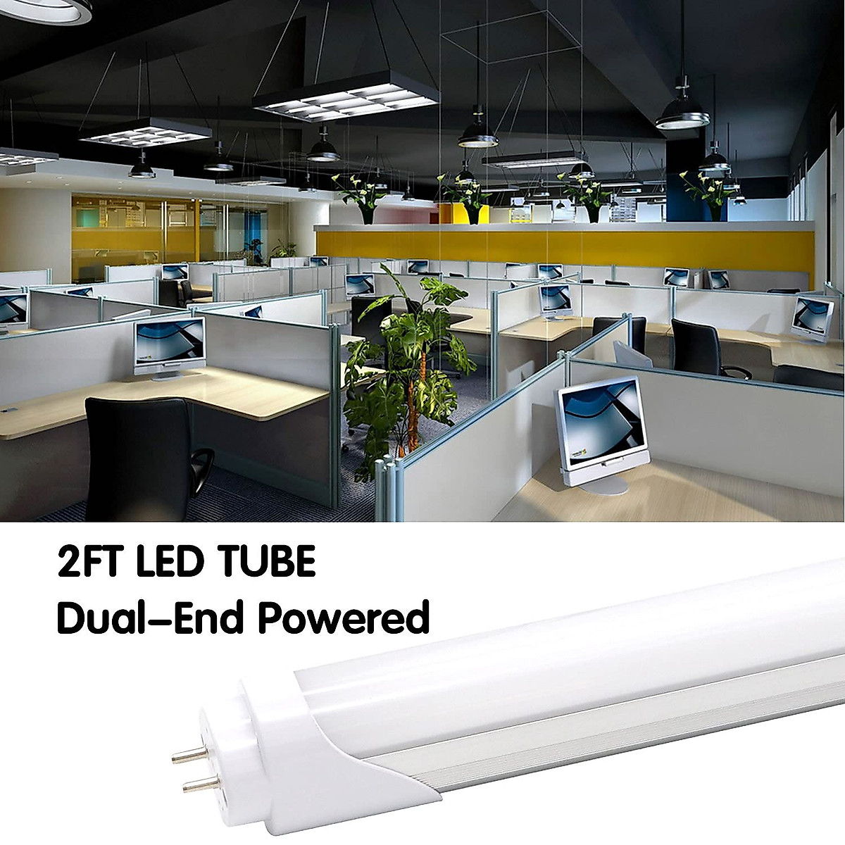 T8 T10 T12 2FT LED Light Tube - 8W LED Replacement for 24 inch Fluorescent Bulb, 20W Equivalent, 1120Lm, 5000K Daylight White, Ballast Bypass, Dual-End Powered, Frosted Cover (Pack of 4)