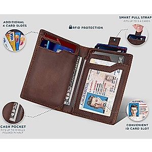 SERMAN BRANDS - Wallets for Men Slim Mens leather RFID Blocking Minimalist Card Front Pocket Bifold Travel Thin (Texas Brown 5.0)