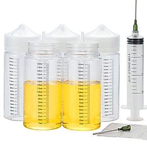 HUIZHU 5pcs 200ML Multi-functional dropping bottle precise dispensor bottle PET DIY liquid bottle Unicorn dropper bottle dispensing bottle (All transparent, 200ml x 5pcs)