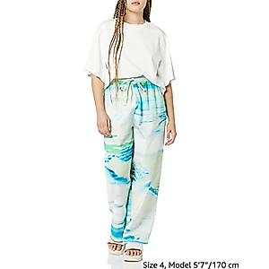 rare/self All-Gender Pull-on Wide Leg Twill Pant, Blue Digital Print, 2