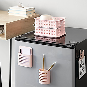 iDesign Spa BPA-Free Plastic Small Stackable Basket with Handle - 9.25" x 7" x 5", Blush