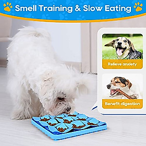 Silicone Snuffle Mat for Dogs, Slow Feeder Dog Bowls, OurMiao Dog Sniff Mat Lick Mat for Smell Training Slow Eating (Blue)