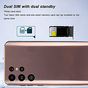 Zunate S22 Ultra 4G Unlocked Smartphone for Android 11, 6.52in Ultra HD Screen 4GB RAM 64GB ROM WiFi Face Unlock Mobile Phone with 4000mAh Battery 8MP 16MP Dual Camera (Gold)