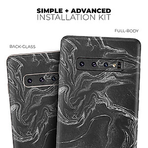 DesignSkinz Black & Silver Marble Swirl V4 Protective Vinyl Decal Wrap Skin Cover Compatible with The Samsung Galaxy S20 (Screen Trim & Back Glass Skin)