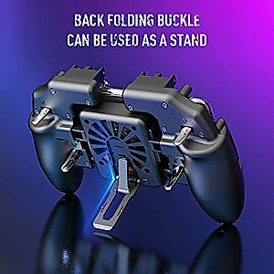 ZOMTOP Mobile Gaming Controller with Cooling Fan and 4 Triggers for 6-Finger Operation on 4.7-6.5" iOS and Android Phones - L1R1 L2R2 Gaming Grip Gamepad(With cooling fan)