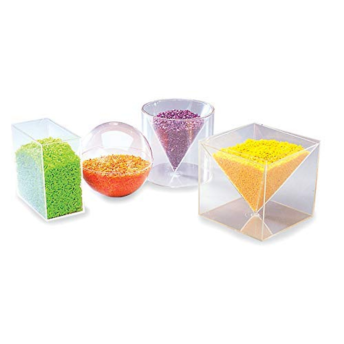 hand2mind Plastic Fillable 3D Shapes, Clear Geometric Solids for Measuring Volume (Set of 6)