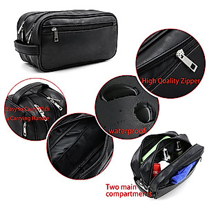 Sumnacon Toiletry Bags, Unisex PU Leather Waterproof Travel Toiletry Bag Organizer Perfect for Shaving Grooming Dopp Kit & Household Business Vacation, Cosmetic Bag with Portable Handle