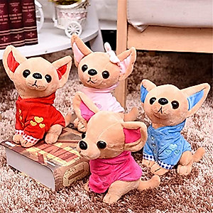 SUSHAFEN Stuffed Dog Puppy Toy Dog Plush Toy Soft Doll Stuffed Animal Pillow Birthday Gift Present Cute Dog Ornaments Decoration Handicraft House Desktop Decoration Prop,17cm/6.7"