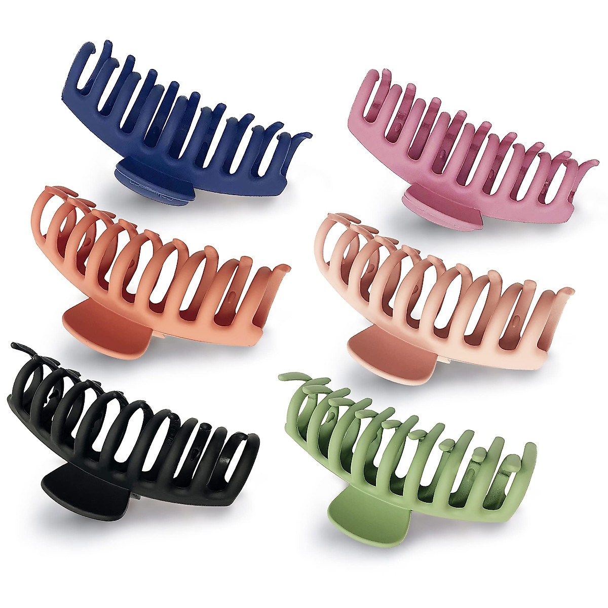 The Xpressory Large Hair Claw Clips For Thick Hair - 6 Pack Big Non Slip, Easy to Use, Stylish, Matte Hair Clips For Women's Thick, Thin, Curly, Long & Neutral Hairs