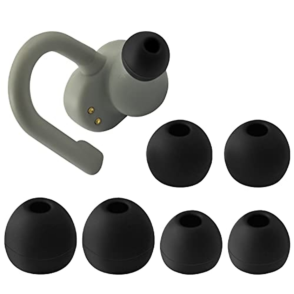 Geiomoo Silicone Earbuds Ear Tips Compatible with Skullcandy Push Active, Eartips Earpads (S/M/L, Black)