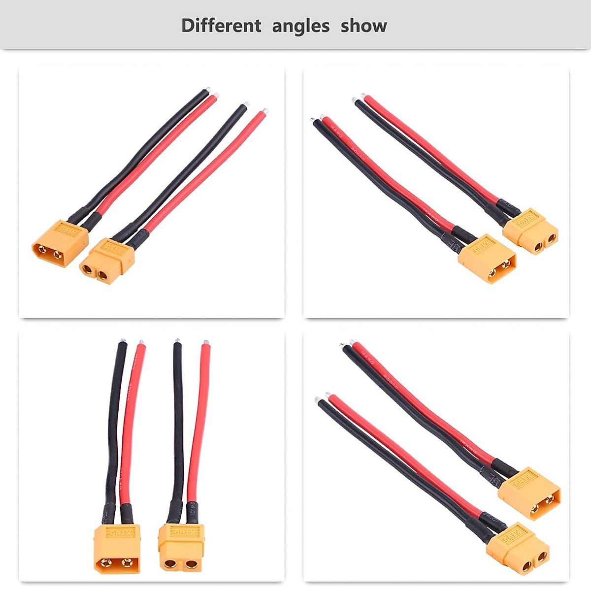 Plug Connector Adapter Cable RC CAR Battery 14AWG Cable for RC Battery with Silicone Jacket