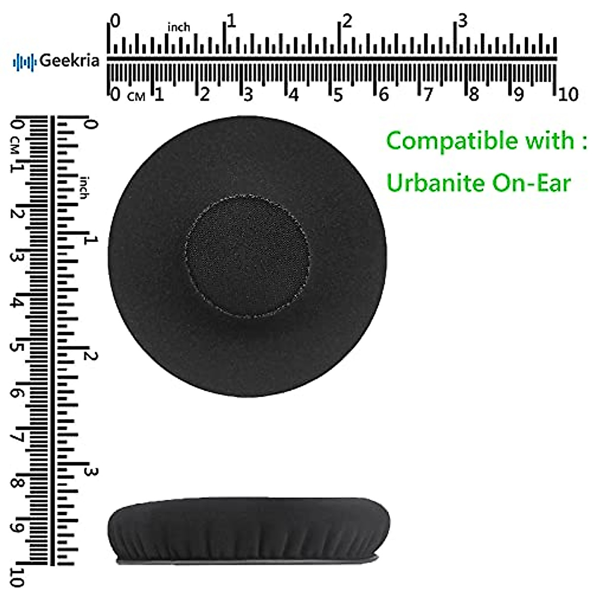 Geekria Comfort Velour Replacement Ear Pads for Sennheiser Urbanite On-Ear Headphones Ear Cushions, Headset Earpads, Ear Cups Cover Repair Parts (Black)
