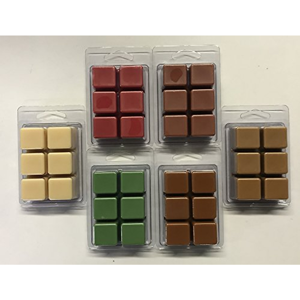 6 Pack Highly Scented Soy Blend Candle Wax Bar Melts - Woodsy Fall Outdoor Pack - Cedar Wood, Cedar & Saffron, Campfire Smoke, Apples & Oak, Frosty Pine, Autumn Warmth