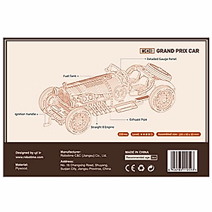 RoWood Model Cars to Build, 3D Wooden Puzzle for Adults & Teens, DIY Scale Mechanical Car Model Building Kits, Best Toys Gift for Kids - Grand Prix Car