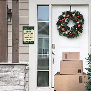 Please Leave Deliveries and Packages Here Thank You Signs 10 x 14 Inches Package Delivery Sign, Metal Reflective Sturdy Rust Aluminum Waterproof Easy to Install