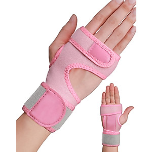 SUEH DESIGN Carpal Tunnel Wrist Brace Night Support, Adjustable Wrist Wrap for Tendonitis Arthritis and Workout Pains Relief, Wrist Splint for Right Hand, Pink