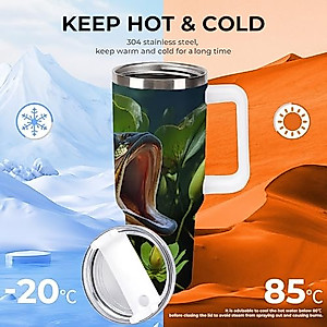 Bass Fish Print Tumbler with Handle Travel Mug Water Bottle Tea Coffee Cup White-style