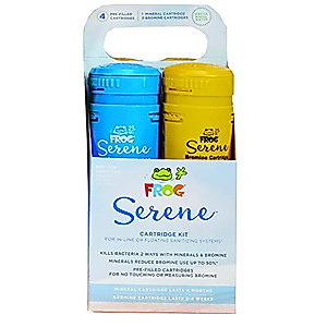 FROG Serene Cartridge Kit for Hot Tubs for use only with FROG Serene Floating Sanitizing Systems for Spas up to 600 gallons, Includes FROG Serene Mineral Cartridge and 3 FROG Serene Bromine Cartridges