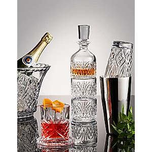 Godinger Stackable Whiskey Decanter and Whisky Glasses Dublin 3 pc set, for Liquor Scotch Bourbon or Wine