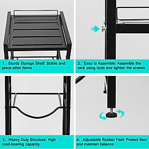 KCGANI 5 Gallon Water Jug Holder with Top Storage Shelve, 3 Tier Detachable Water Bottle Holder Water Cooler Jug Storage Rack, Heavy Duty Water Jug Stand Organizer for Kitchen Home Office, Black