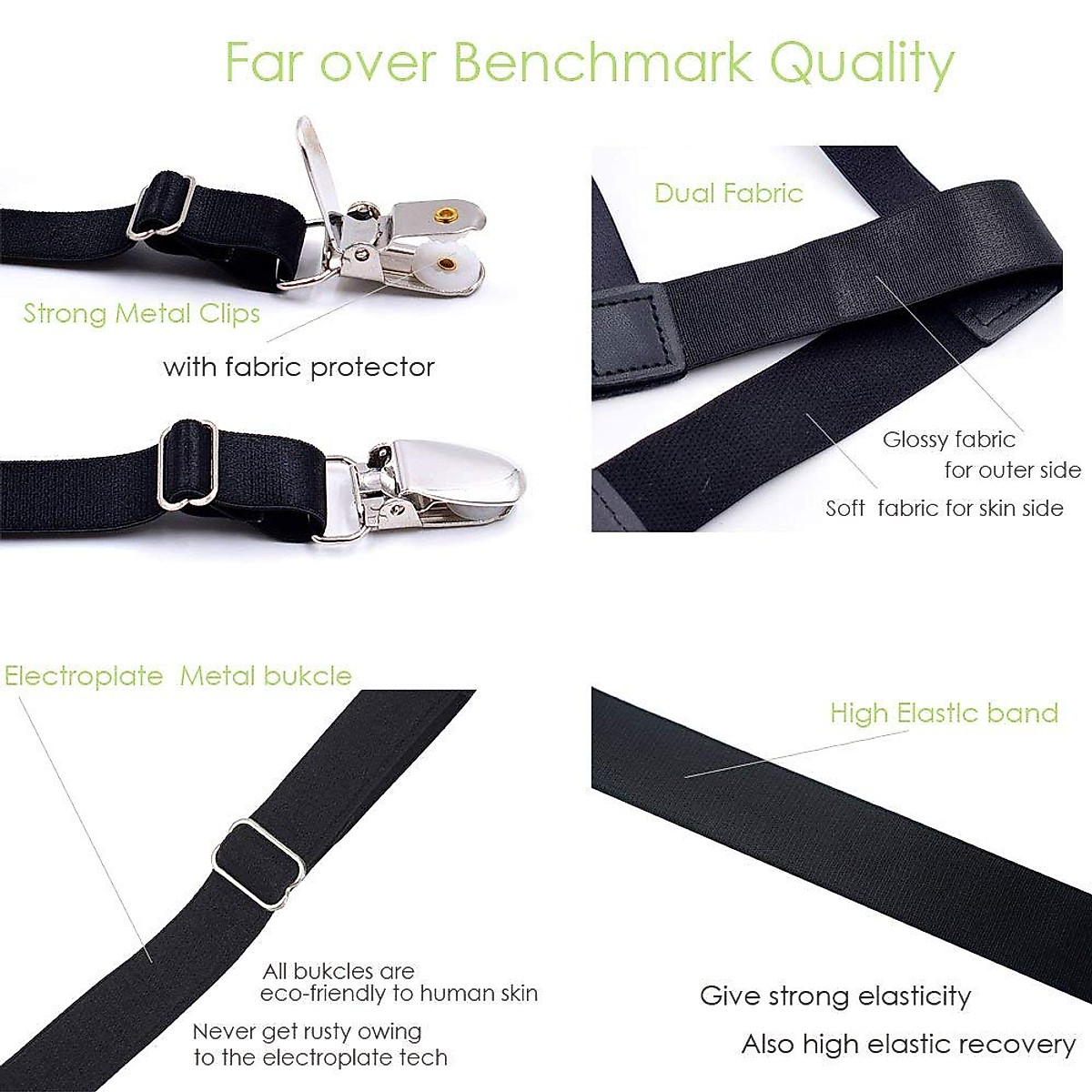 JUMYGEAR Stirrup Shirt Stays for Men or Police or Military, Shirt Suspenders Strap Shirttail Tucked in,2Pack-1 Pair